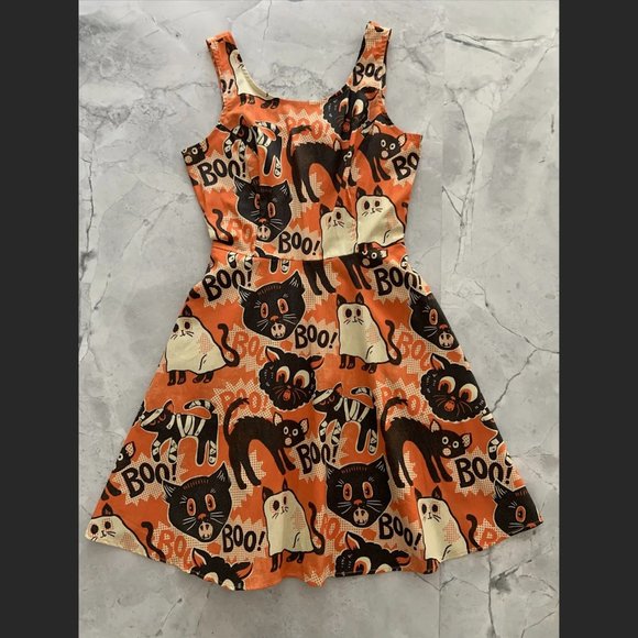 Retrolicious | Dresses | Nwt Retrolicious Scaredy Cat Skater Dress ...
